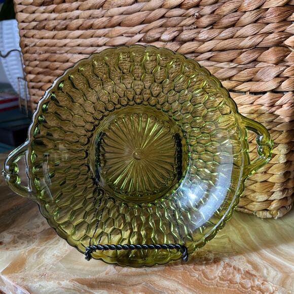 Indiana Glass | Accents | Avocado Honeycomb Round Dish | Poshmark